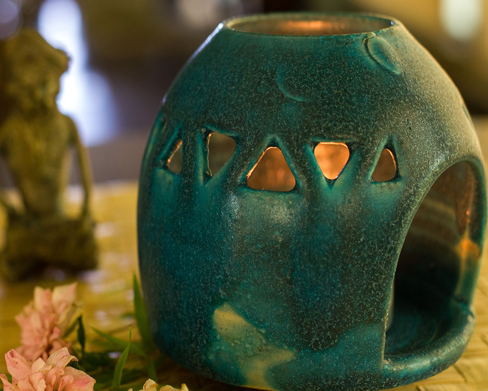 Ceramic Tealight Candle Holder | Sky Blue Triangles | Kopái - Paar ...