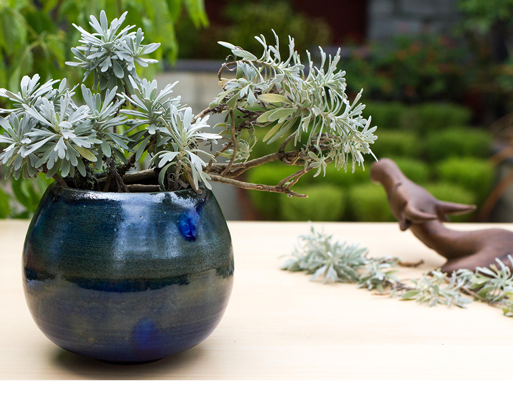 Ceramic Blue and Silver Grey Vase | Kopái - Paar | Indian Craft Store