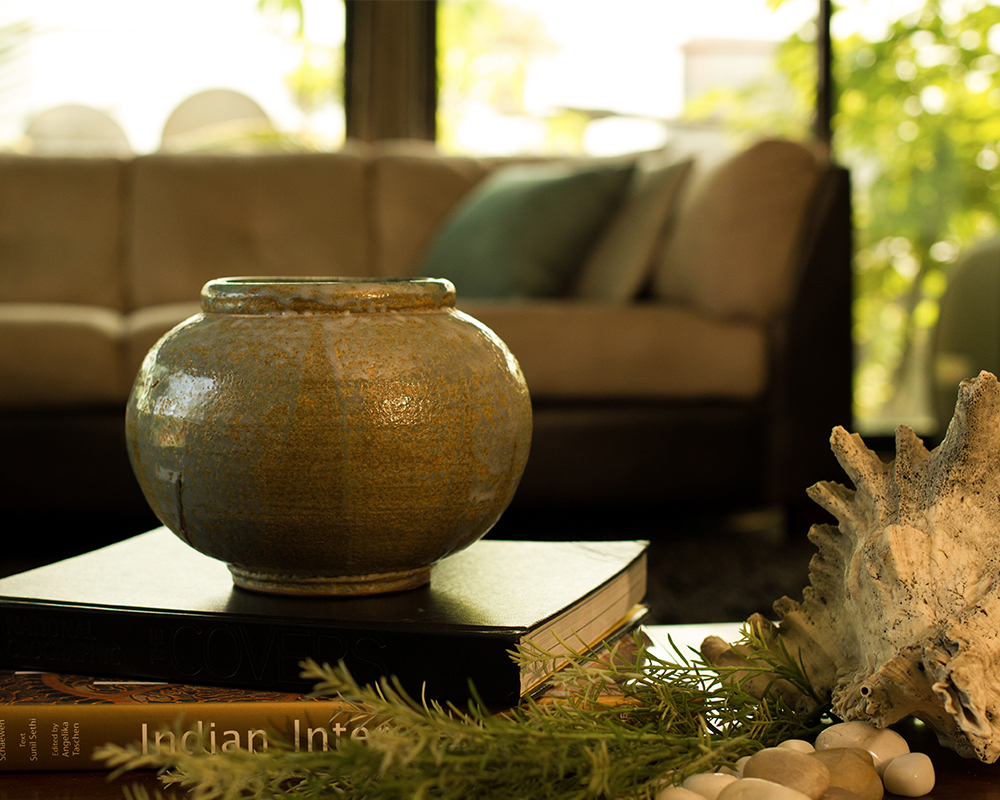Ceramic Rustic Vase Round | Kopái - Paar | Indian Craft Store