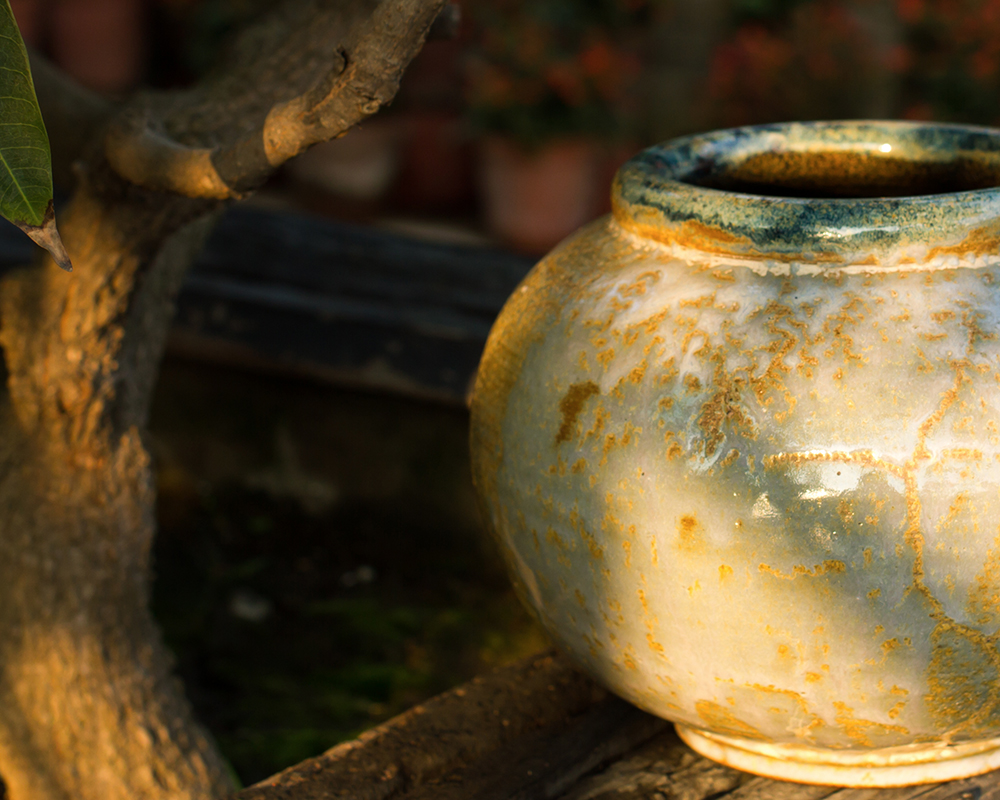 Ceramic Rustic Vase Round | Kopái - Paar | Indian Craft Store