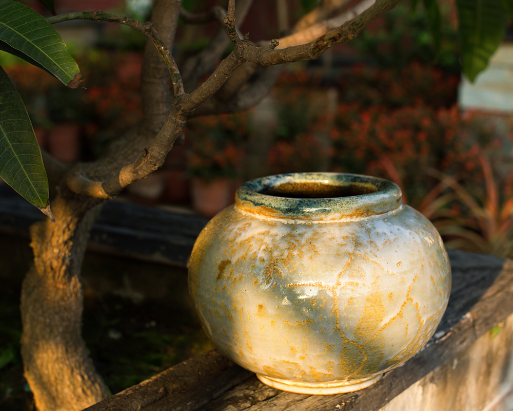 Ceramic Rustic Vase Round | Kopái - Paar | Indian Craft Store