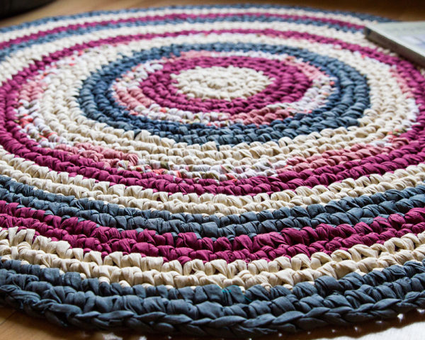 Upcycled Fabric - Colourful Circles Floor Rug | Kopai - Paar | Indian ...