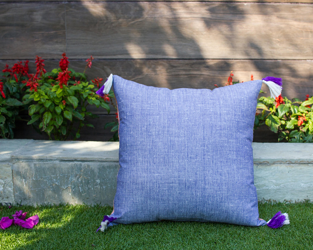 Handloom Cushion | Cotton Checks Orange | Kopai - Paar | Indian Craft Store