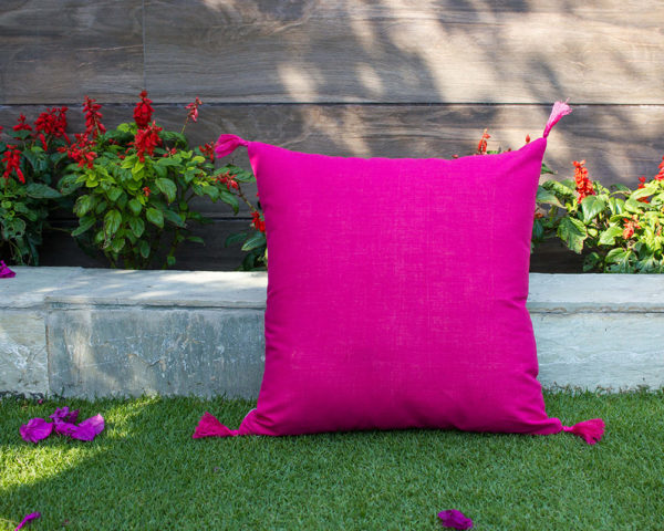 Handloom Cushion | Cotton Checks Magenta | Kopai - Paar | Indian Craft ...