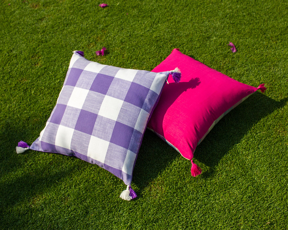 Handloom Cushion | Colourful Checks | Kopai - Paar | Indian Craft Store