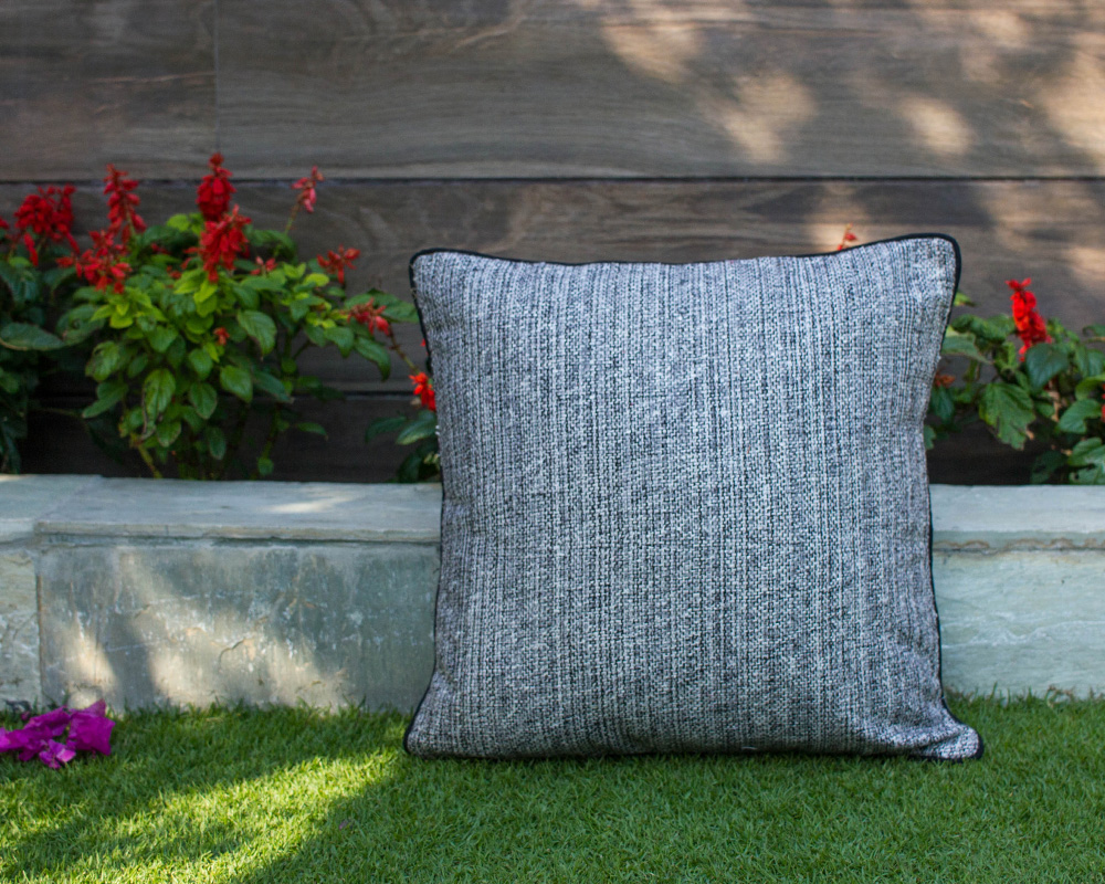 Handloom Cushion | Textured Black | Kopai - Paar | Indian Craft Store
