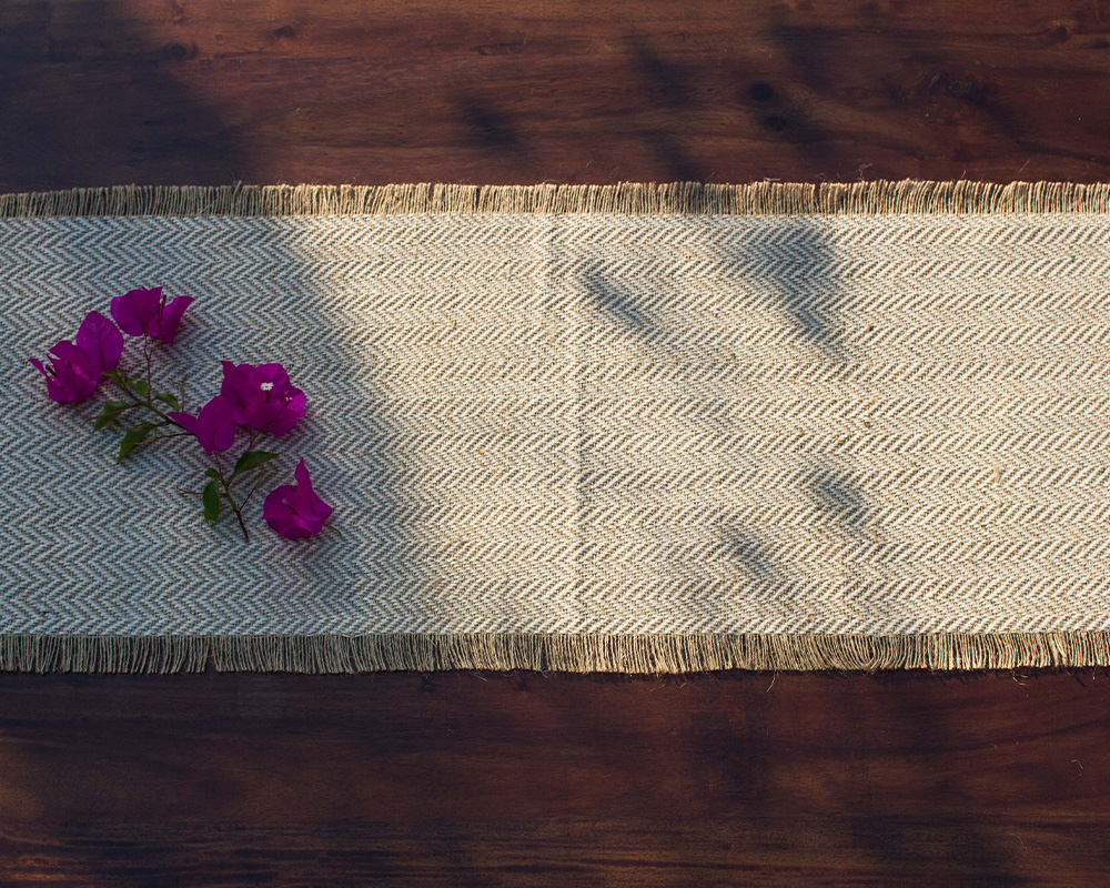 Table Runner | Natural Fibre | Jute | Herringbone Beige | Kopai - Paar ...