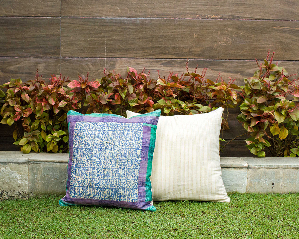 Handloom Cushion | Silk Batik | Kopai - Paar | Indian Craft Store