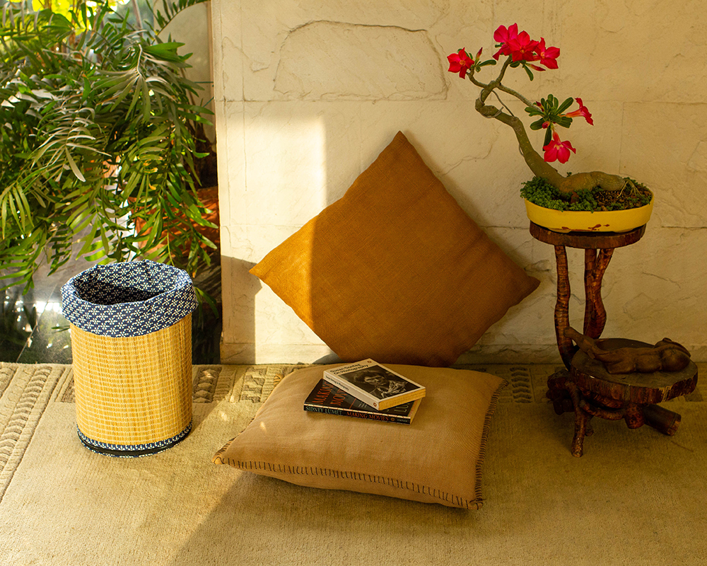 Natural Fibre Dustbin Basket | Kopai - Paar | Indian Craft Store