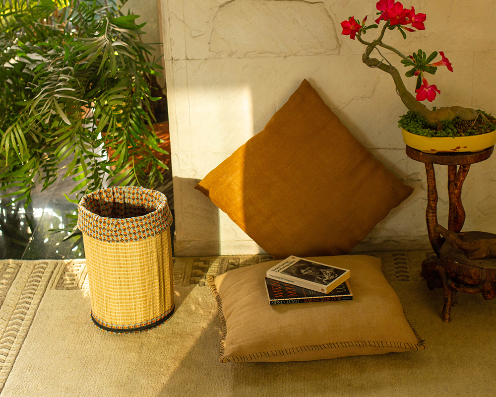 Natural Fibre Dustbin Basket | Kopai - Paar | Indian Craft Store